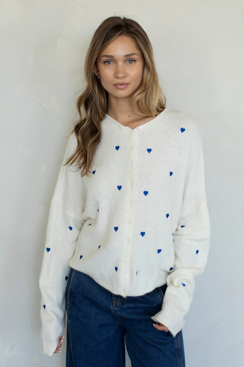 Piper Heart Cardigan Ivory – Edie Boutique