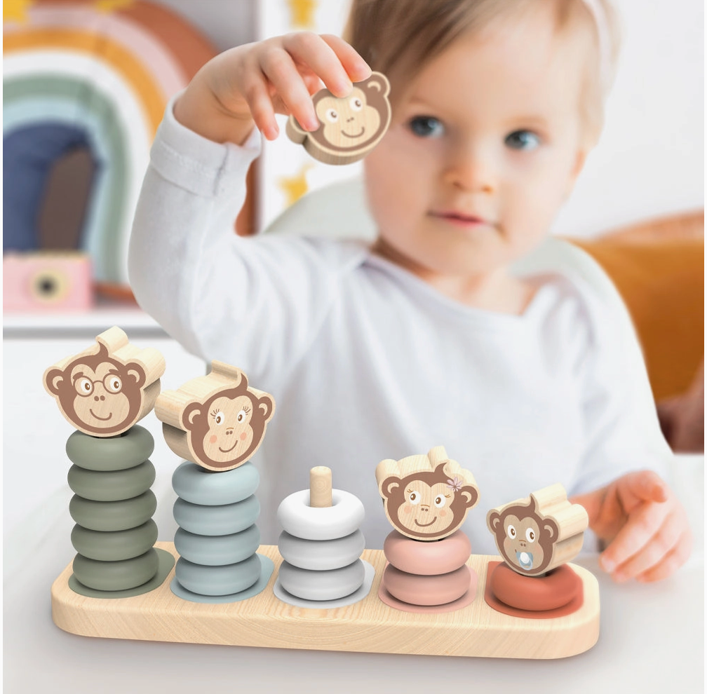 Wooden Monkey Family Stacking Kids Toy – Edie Boutique